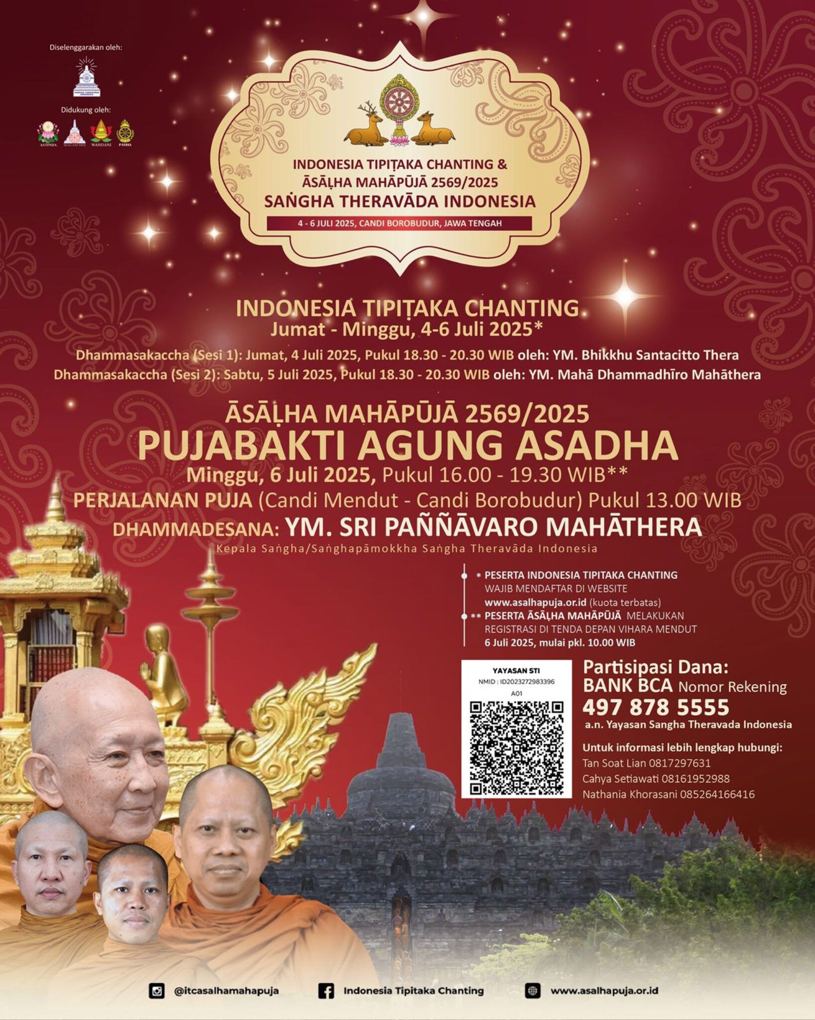 Indonesia Tipiṭaka Chanting (ITC) & Āsālha Mahāpūja 2569/2025 – Sangha Theravada Indonesia